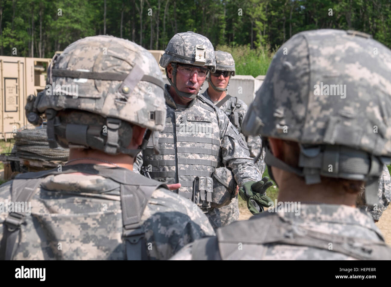 Maj. Gen. David C. Wood, 38th Infantry Division commander, speaks to C ...
