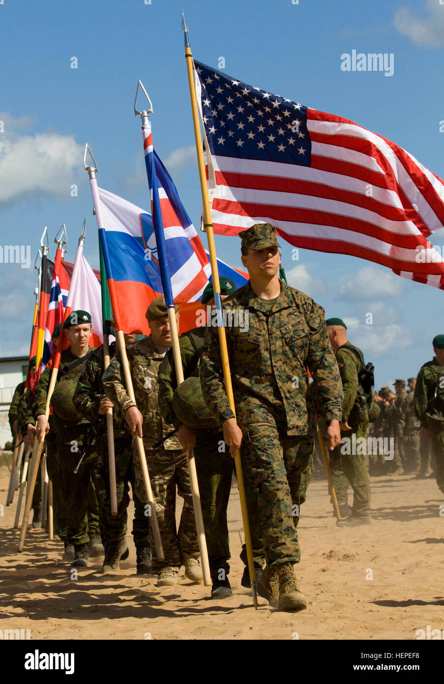 Soldiers representing the participating nations in Saber Strike 2015 ...