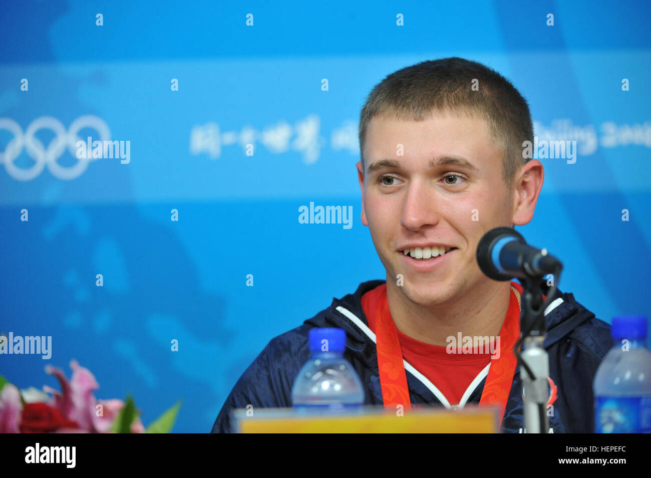 U.S. Army Pfc. Vincent Hancock fields questions during a press ...