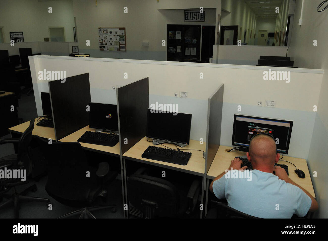 Uses computer in the nearly empty u s central commands res hi-res stock ...