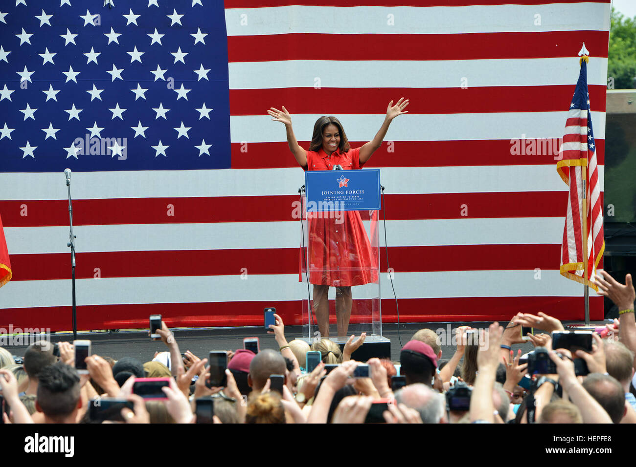 First lady Michelle Obama addresses members of the Vicenza military ...