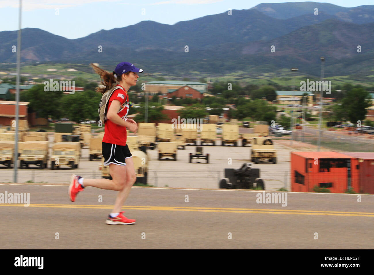 Maj. Elizabeth Helland, executive officer, 1st Space Brigade, runs the ...