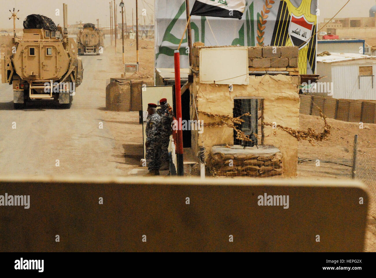 U.S. troops travel to the Shalamcha Port of Entry in Mine Resistant ...