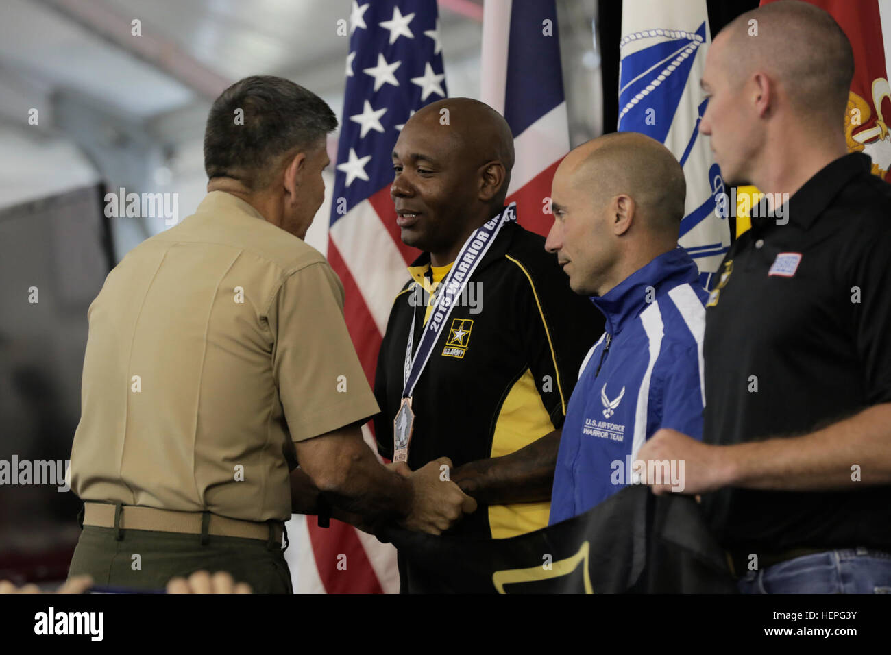 U.S. Army Sgt. 1st Class Michael Smith, Little Rock, Ark., receives the ...