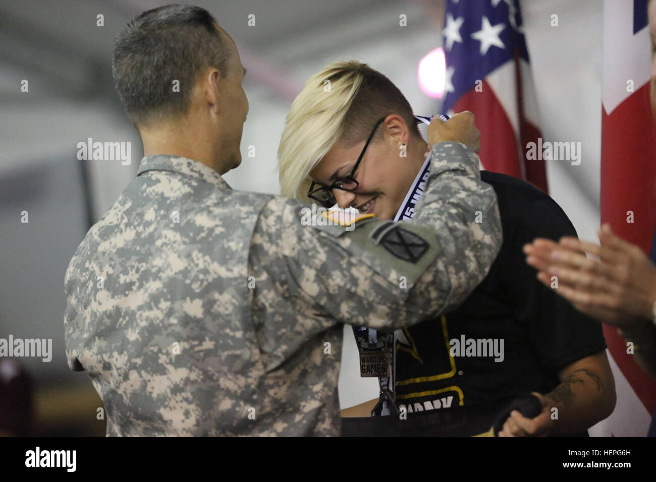 U.S. Army Veteran Spc. Laurel Cox, from Stanardsville, Va., receives ...