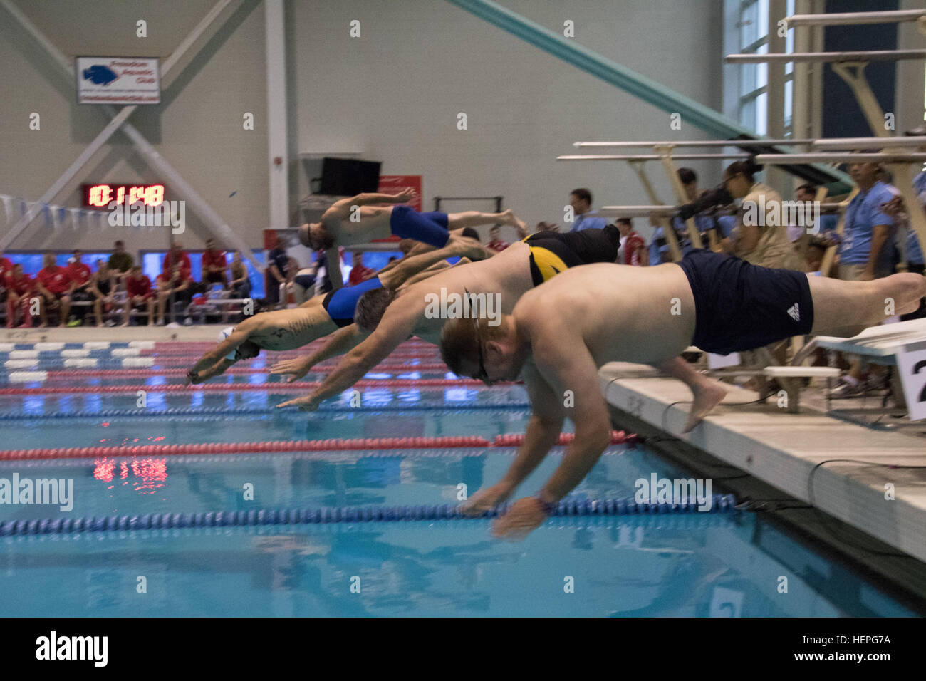 Athletes compete in swimming during the 2015 Department of Defense ...