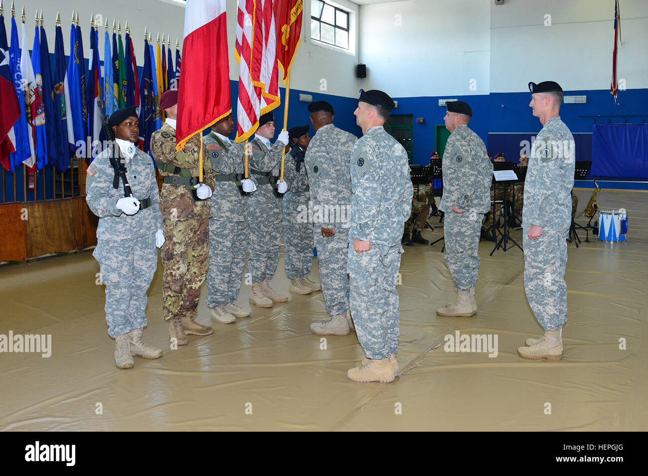 Commanders of the 839th Transportation Battalion perform the passing of ...