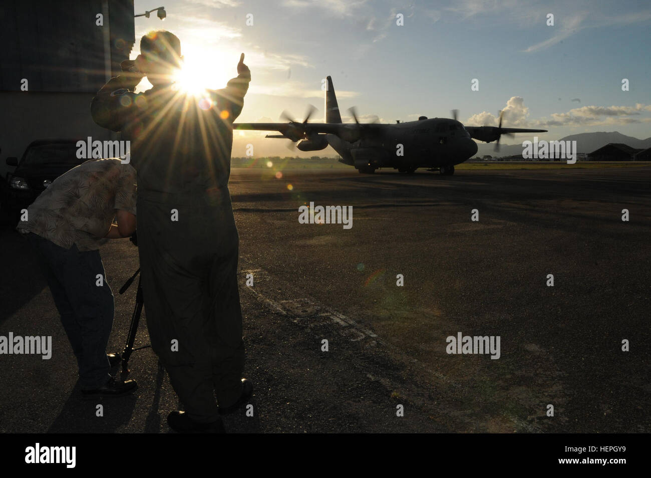 A C-130 Hercules carrying members of U.S. Southern Command's Standing ...