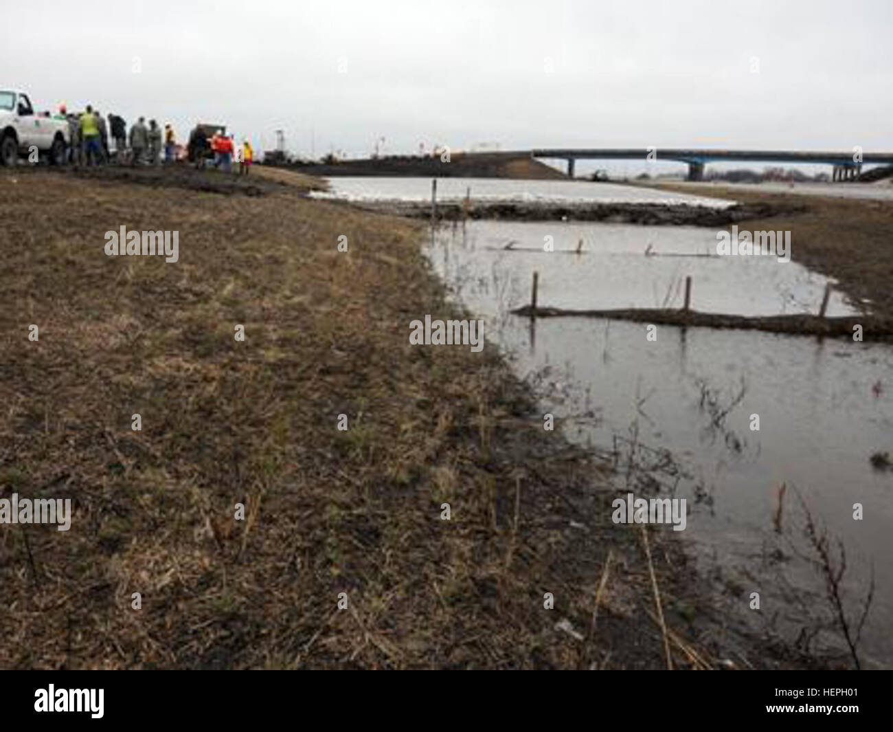 North Dakota National Guard members wait for contractors to arrive ...