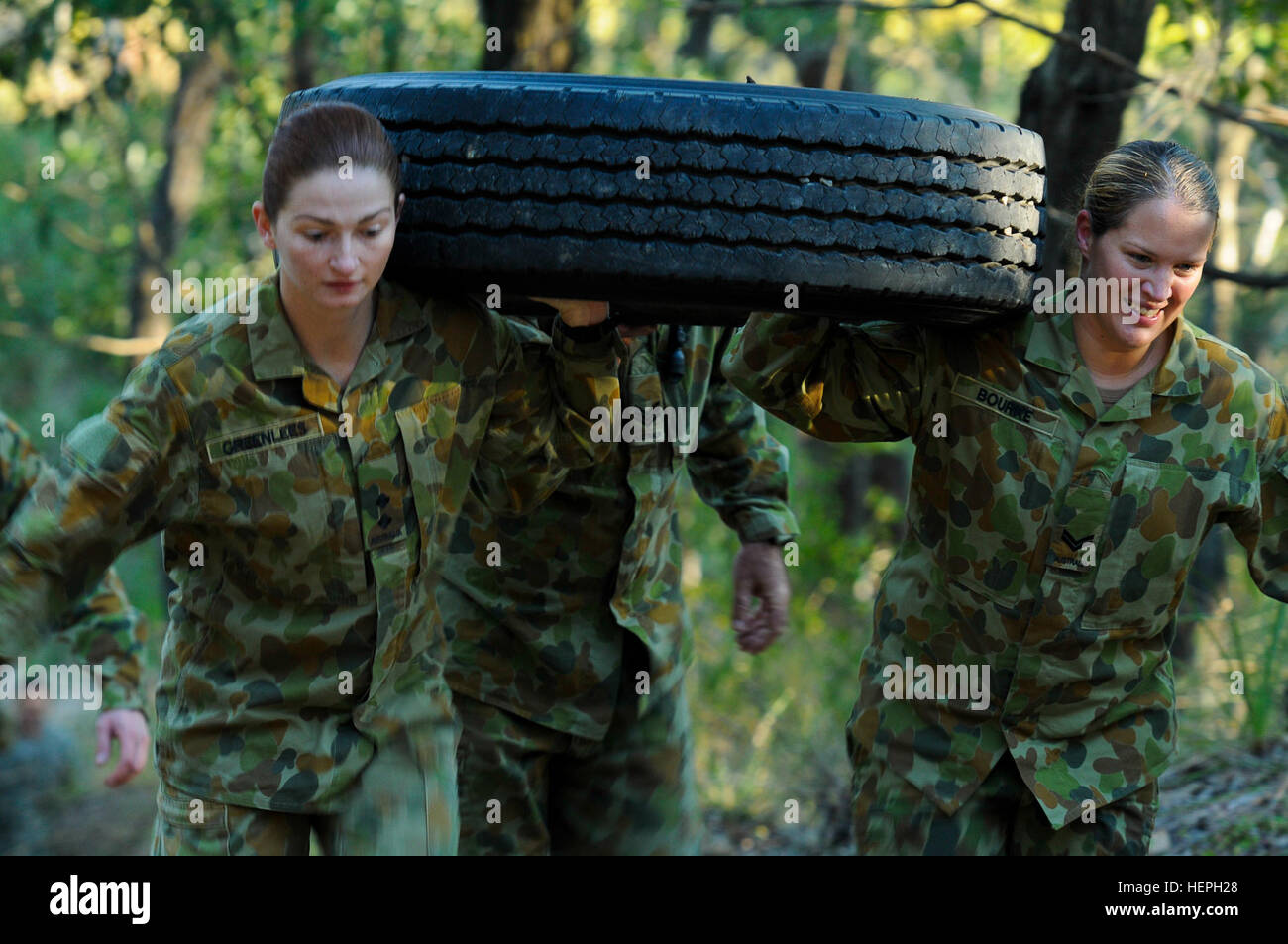 Australian Lt. Morgan Greenlees (left), logistics troop commander, and ...