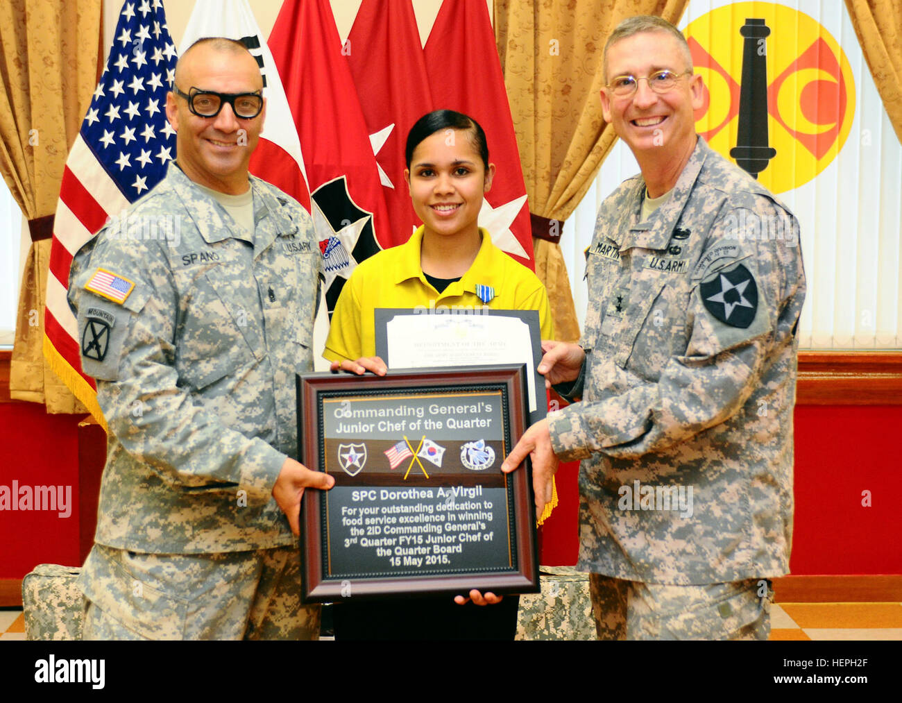 Maj. Gen. Theodore D. Martin, right, and Command Sgt. Maj. Andrew J ...