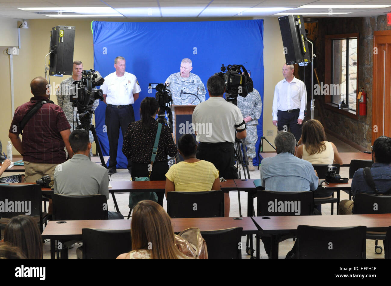 Col. Michael Hester, at podium, Fort Bliss Garrison commander, conducts ...
