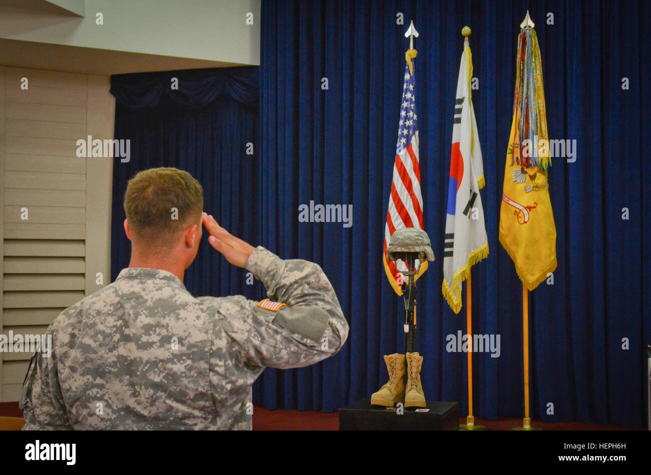Soldiers gather at the Camp Casey Chapel, South Korea, to say goodbye ...