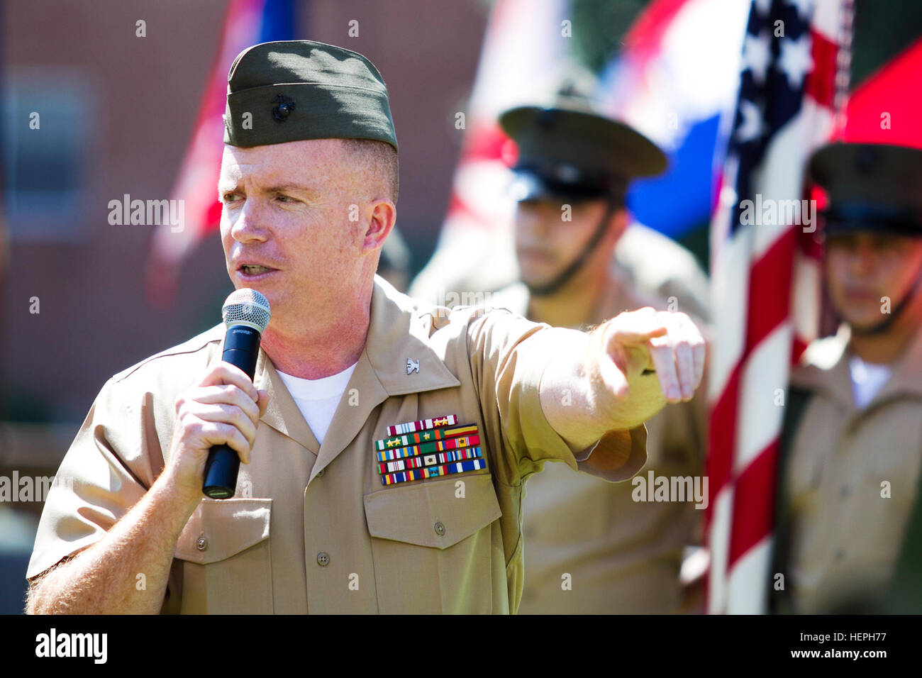 Marine Corps Col. Andrew M. Regan, incoming commander for Headquarters ...