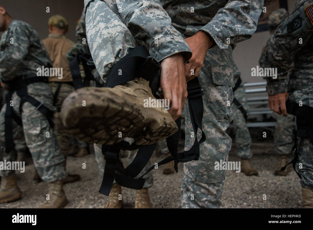 A U.S. Army Reserve combat engineer from the 374th Engineer Company ...