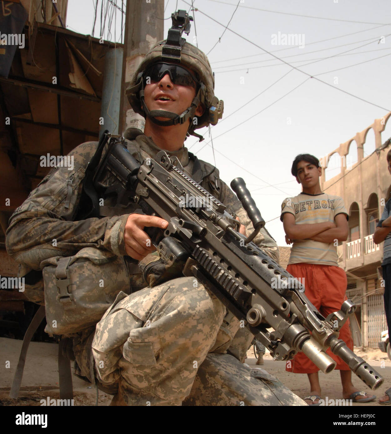 U.S. Army Spc. Joshua Rachal, a native of Indio, Calif., provides ...