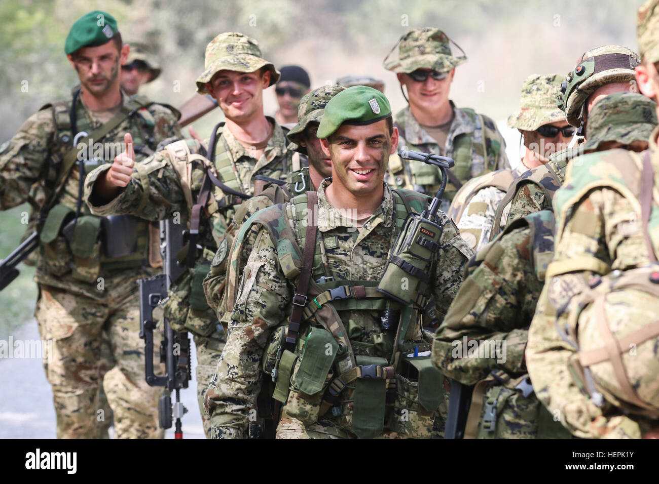 Croatian Soldiers march back to there base camp after completing a ...