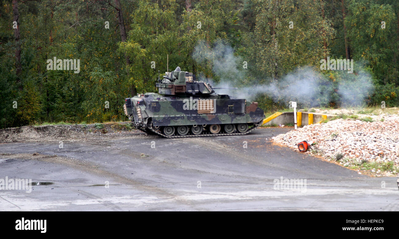 A M2A3 Bradley Infantry Fighting Vehicle from 1st Battalion, 64th Armor ...