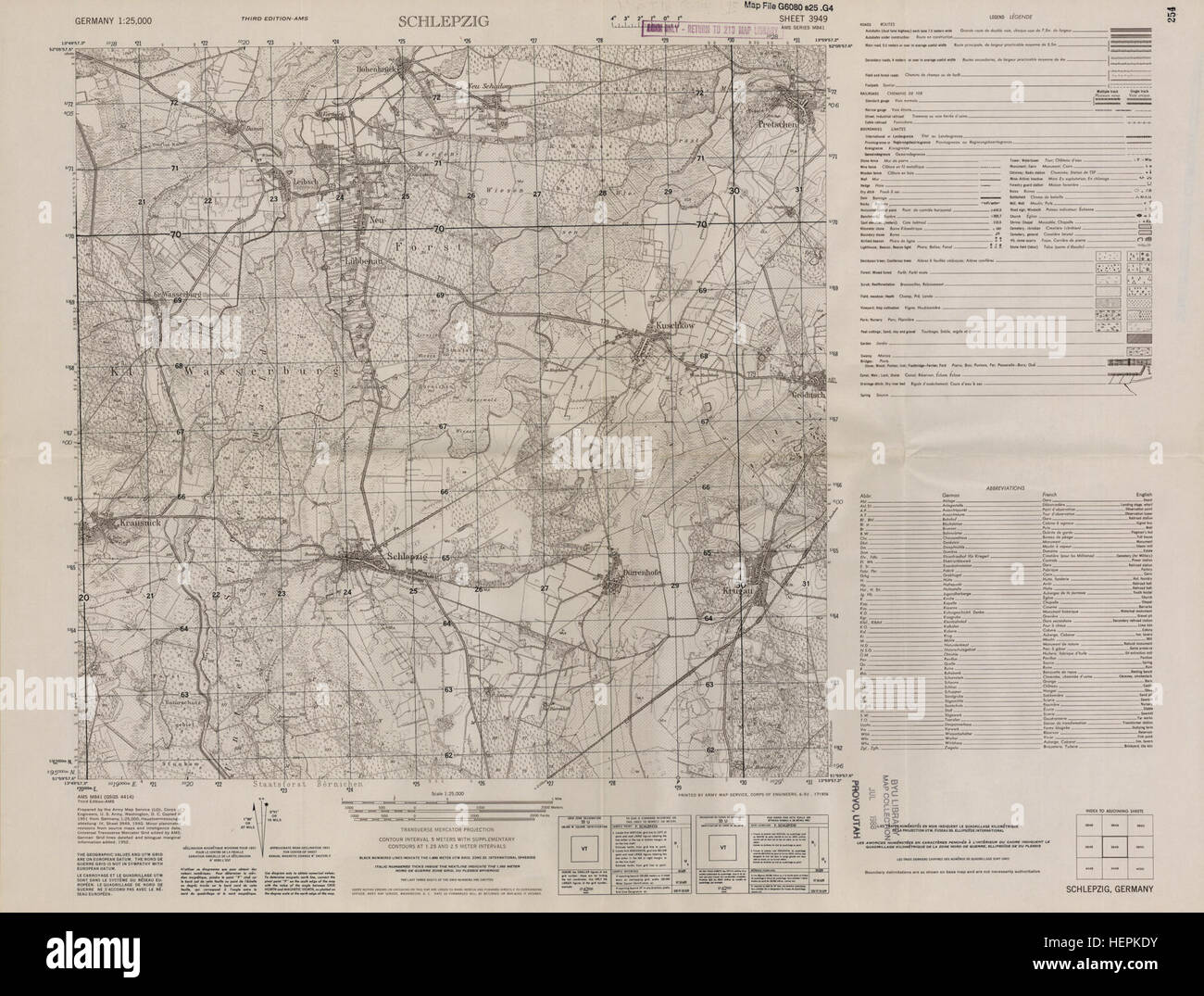 TK25 Germany 1952 Schlepzig 3949 Third Edition-AMS Stock Photo - Alamy