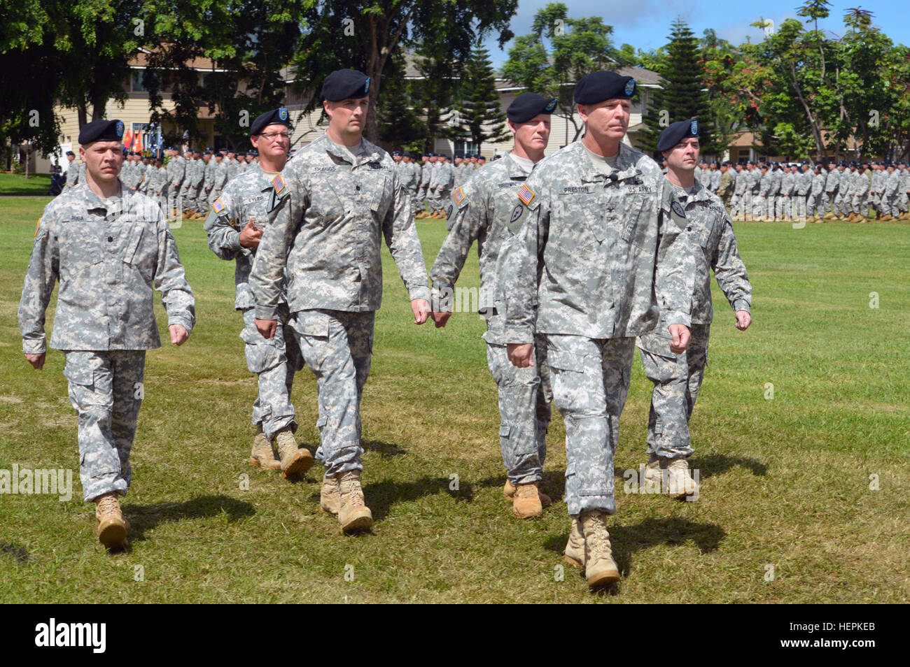 The 3rd Brigade Combat Team marches in the 25th Infantry Division pass ...