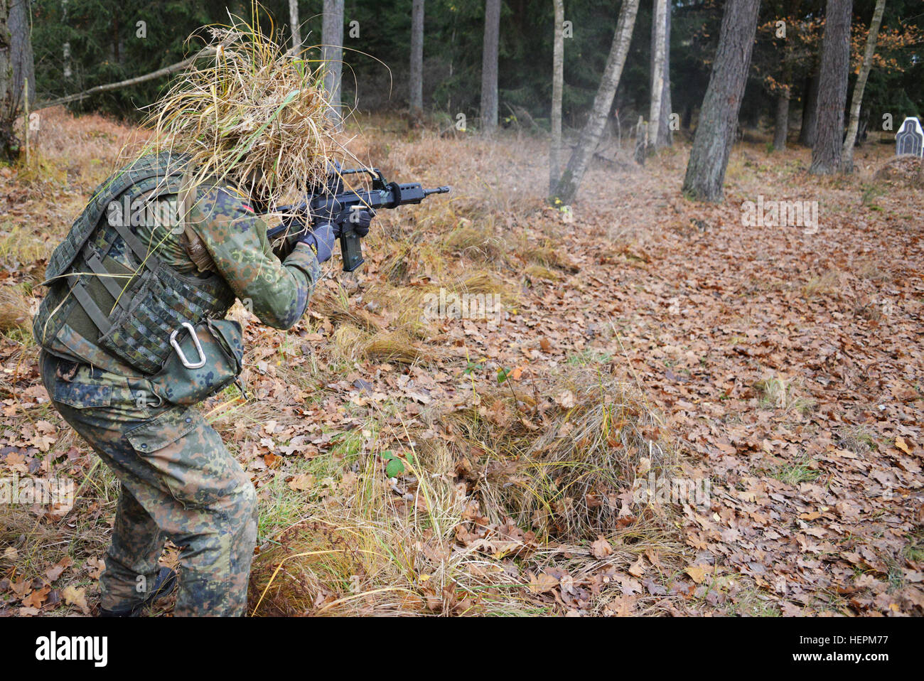 A German soldier, assigned to the Hammelburg Infantry Training Center ...