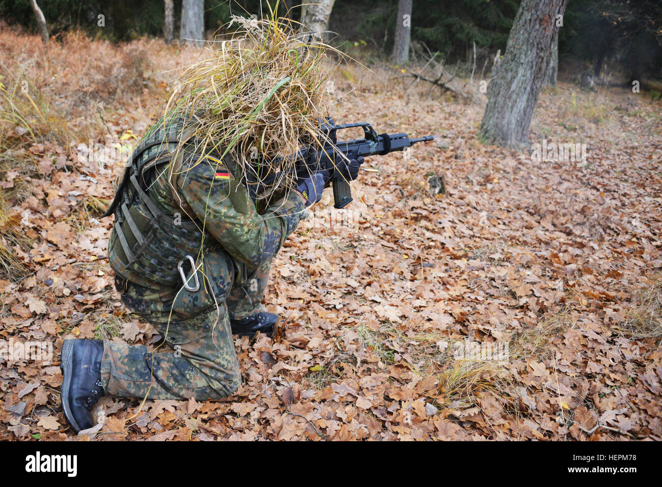 A German soldier, assigned to the Hammelburg Infantry Training Center ...