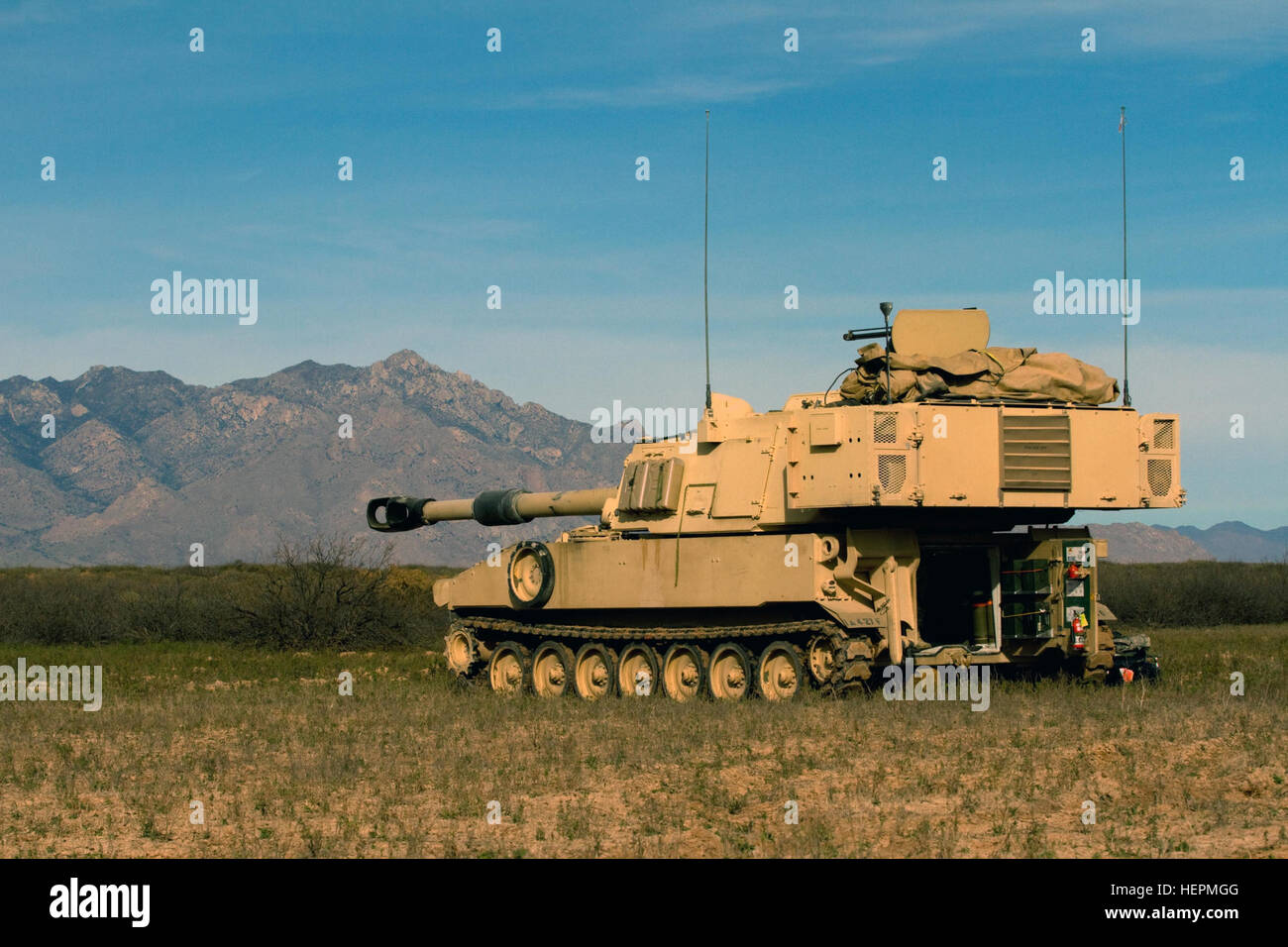 This U.S. Army M109-A6 Paladin Self-Propelled Howitzer is operated by A ...