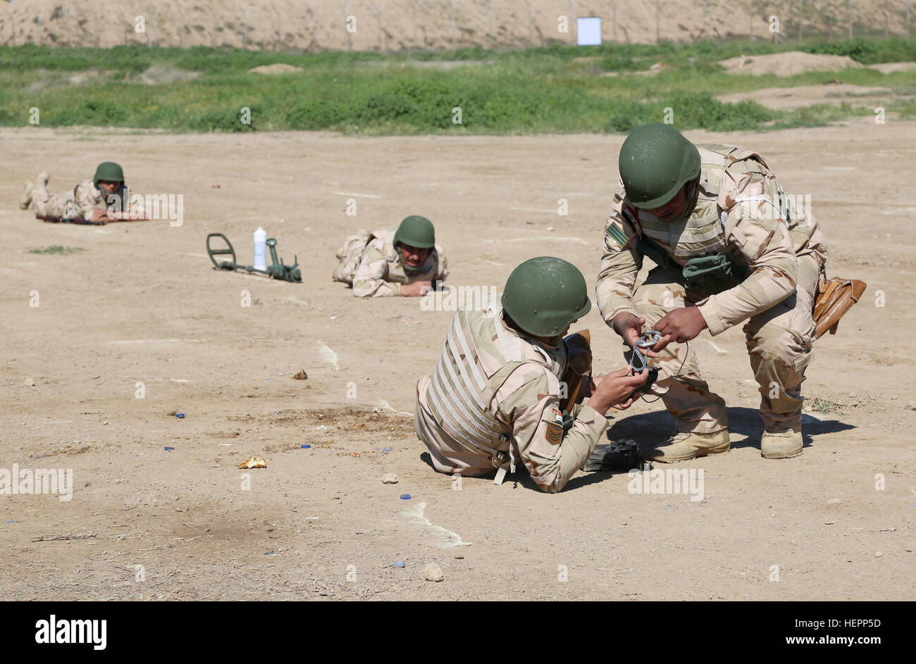 Iraqi soldiers, with the Security Battalion, Nineveh Operations Command ...