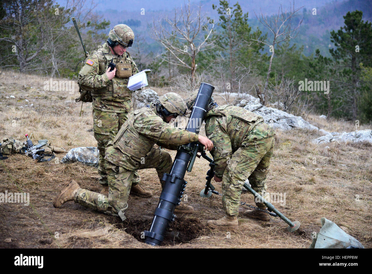 U.S. Army mortarmen assigned to 2nd Battalion, 503rd Infantry Regiment ...