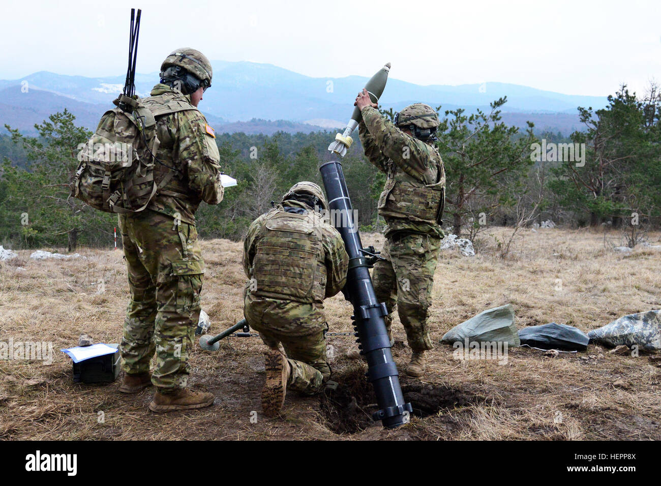 U.S. Army Pvt. Nerik Baker, a mortarman assigned to 2nd Battalion ...