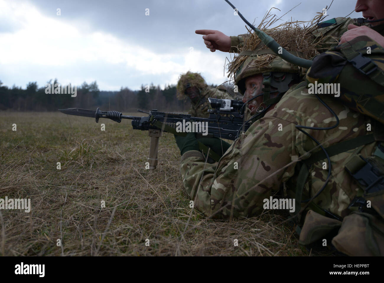 British cadets of the Royal Military Academy Sandhurst get instructions ...