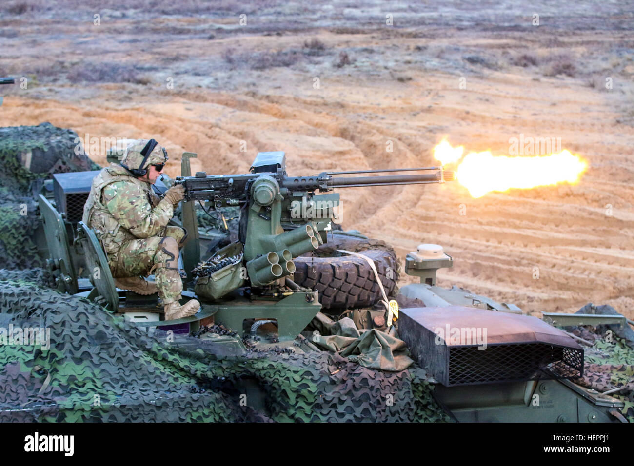 U.S. Soldiers of L Troop, 3rd Squadron, 2nd Cavalry Regiment, fire M2 ...