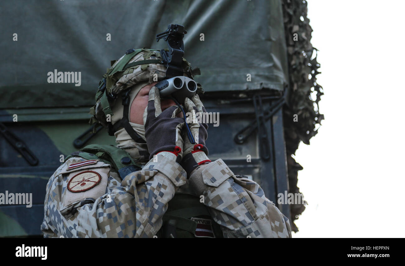 A Lithuanian soldier from 1st Mechanized Infantry Battalion scans his ...