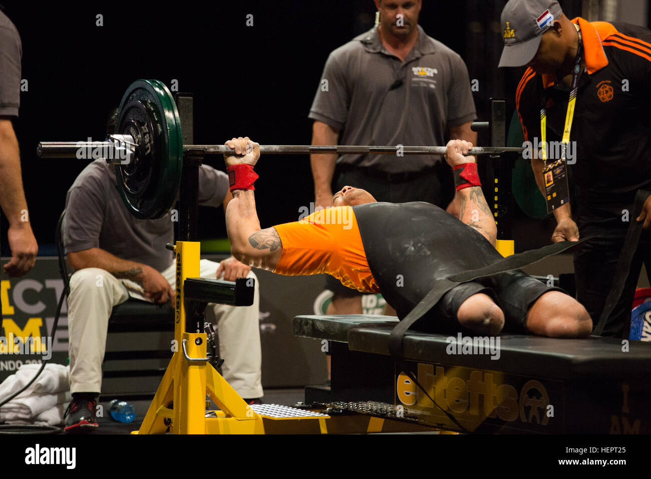 A powerlifter competes in the 2016 Invictus Games, HP Field House, ESPN ...