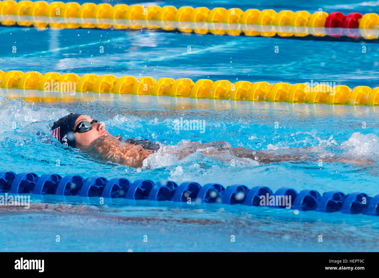 Elizabeth Marks, United States, competes in the 50 Meter Backstroke ...