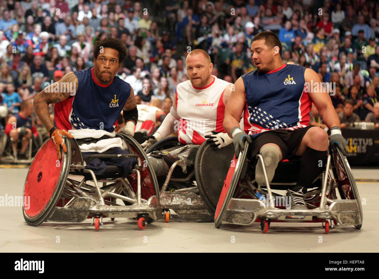 U.S. Marine Corps Veteran Anthony McDaniel looks to receive an inbound ...