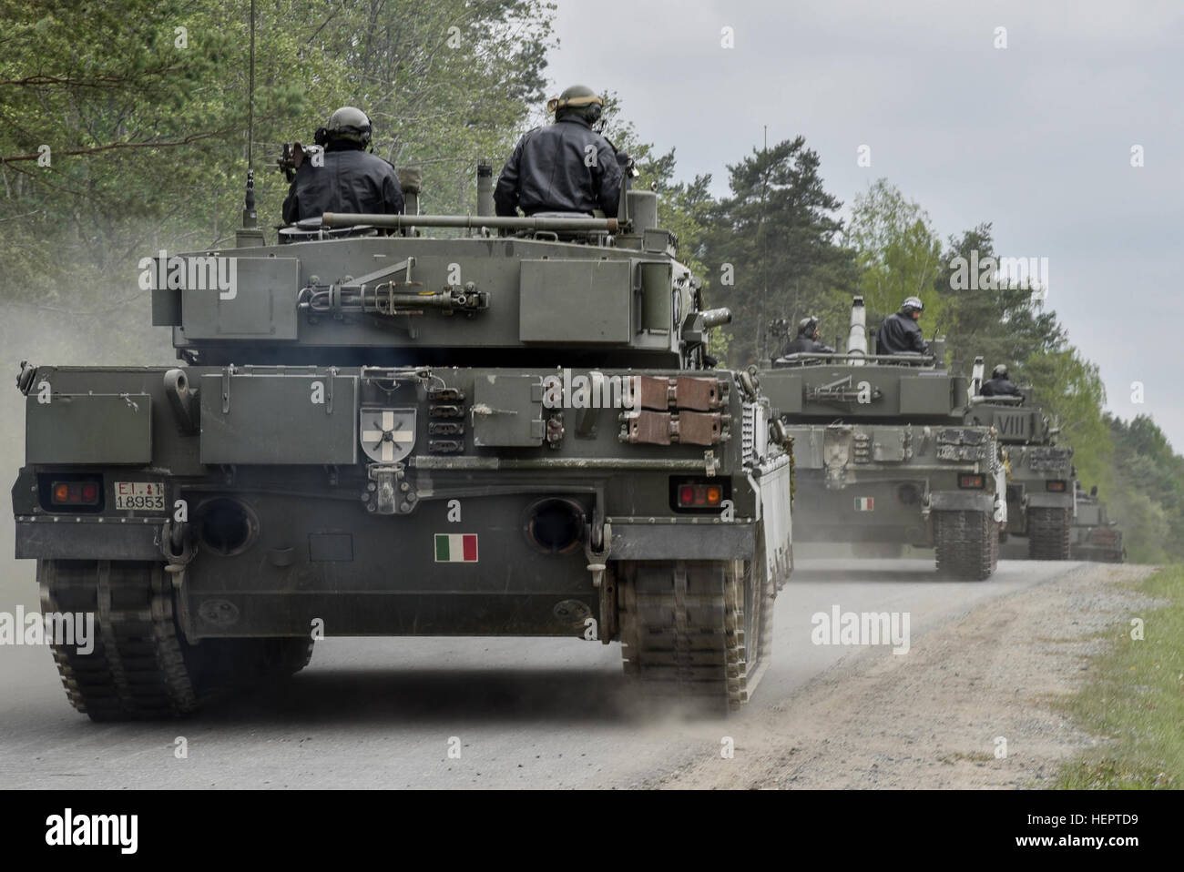 Ariete Italian tanks move to their battle position, during the Strong ...