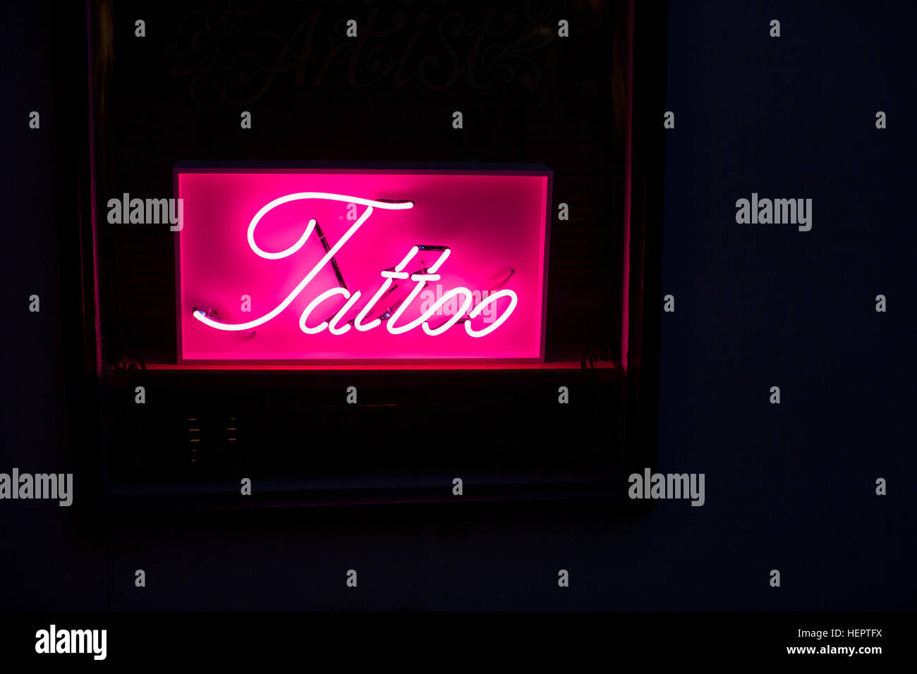 Neon tattoo sign hi-res stock photography and images - Alamy