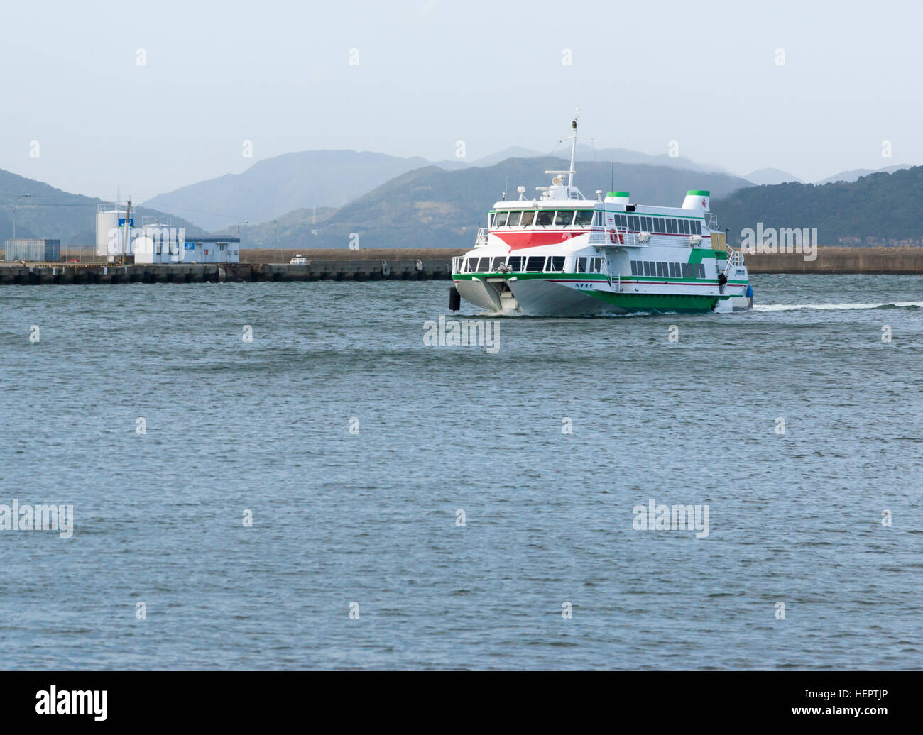 Boeing / Kawasaki jetfoil approaching Goto harbour Stock Photo - Alamy