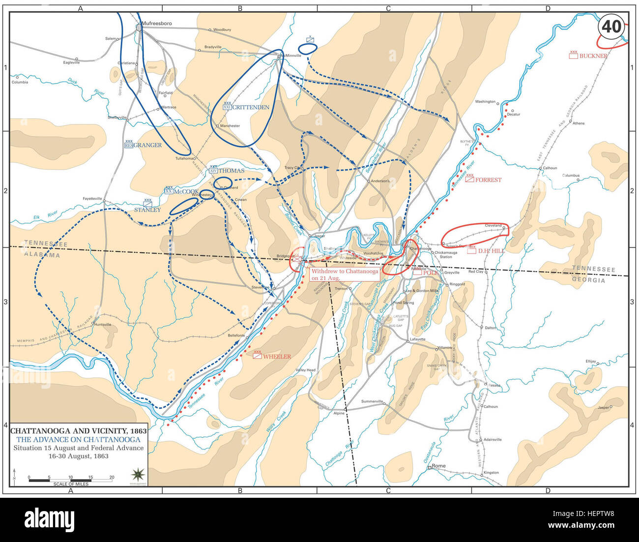 CHICKAMAUGA MAP 1 Stock Photo - Alamy