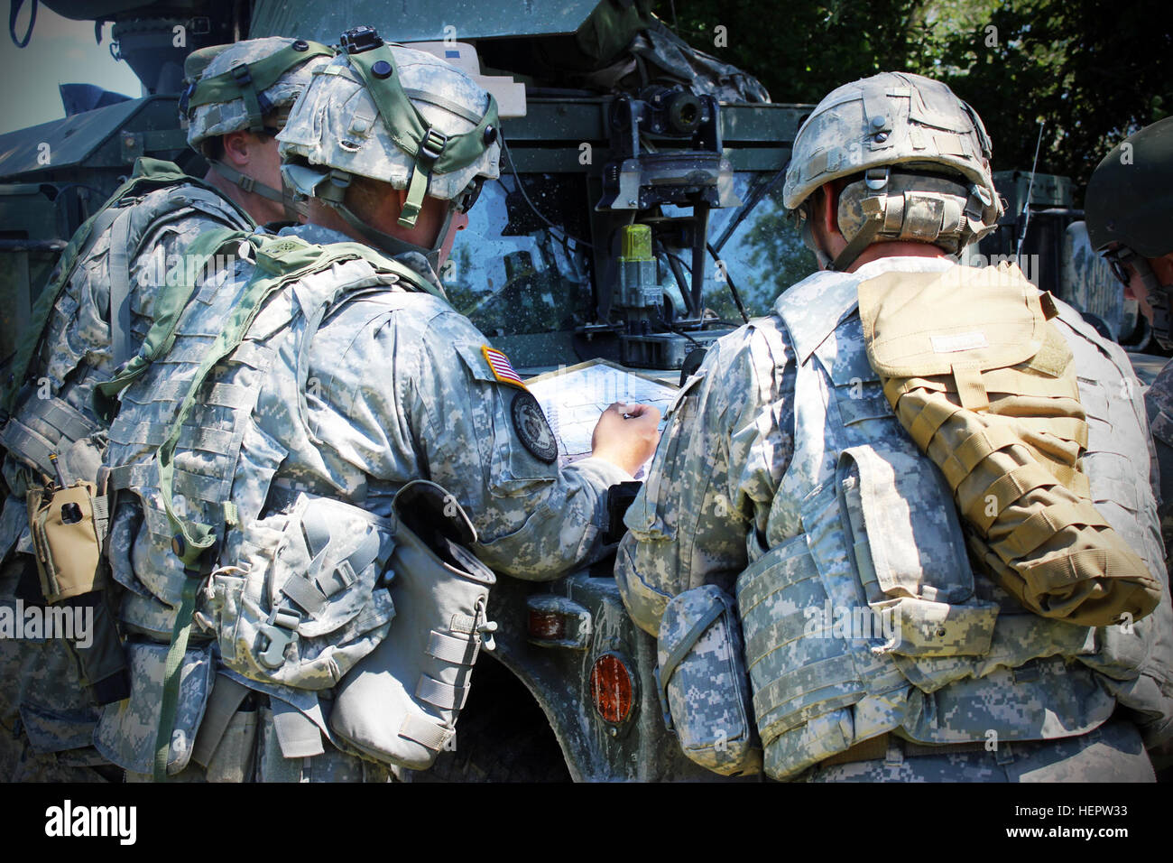 155th Armored Brigade Combat Team Soldiers conduct a zone recon during ...