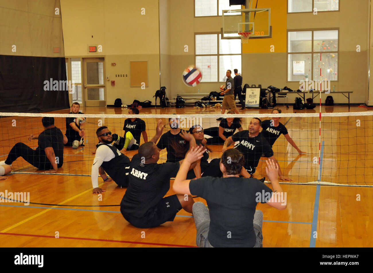Soldiers from the Team Army sitting volleyball team practice during ...