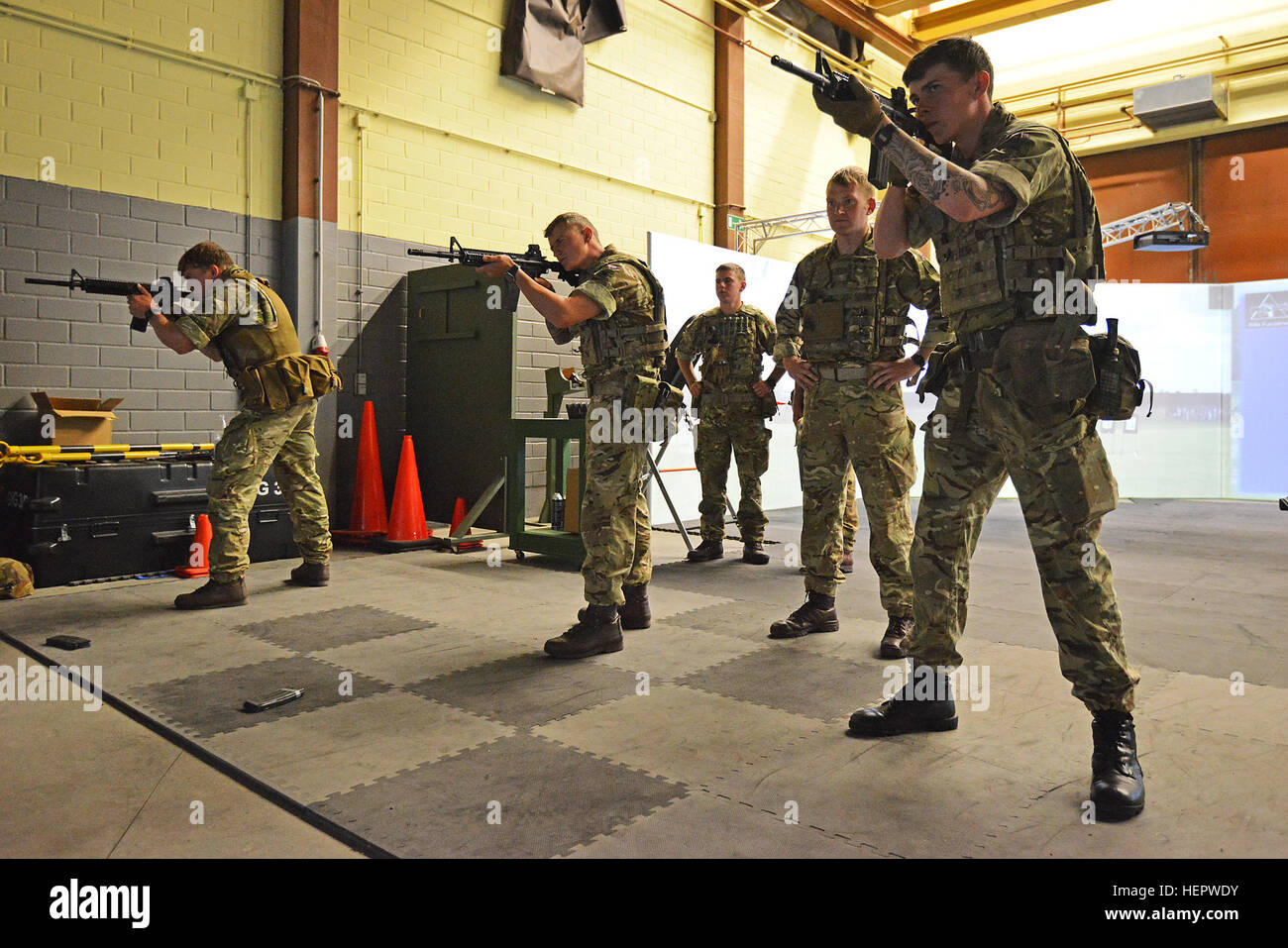 British soldiers train their marksmanship skills at the Training ...