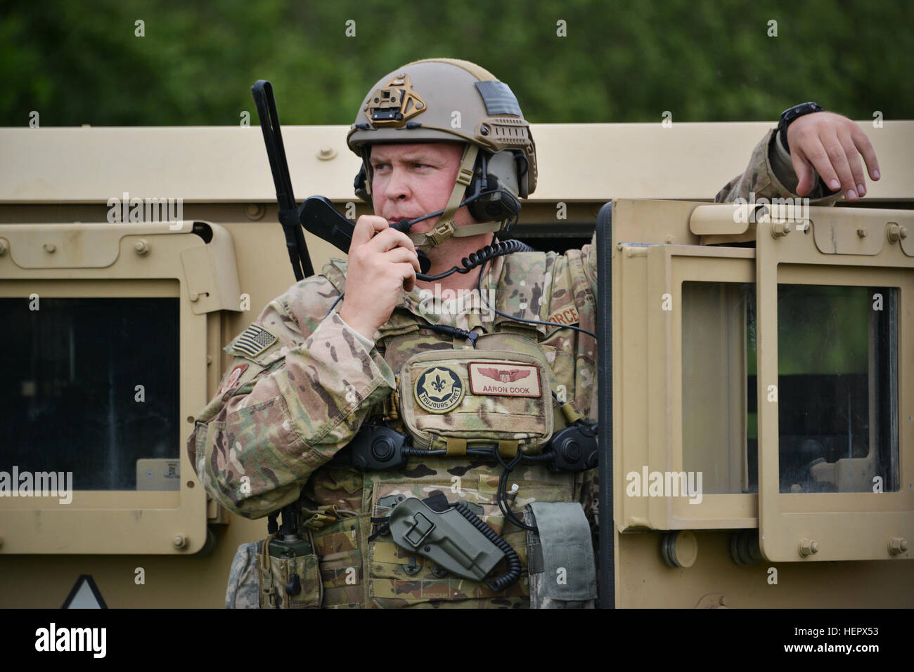 U.S. Air Force Maj. Aaron A. Cook, an Air Mobility Liaison Officer ...