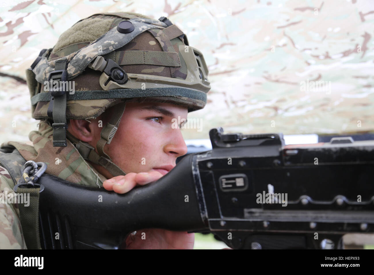 British Army Pvt. Callum Barton of 3rd Battalion Parachute Regiment ...