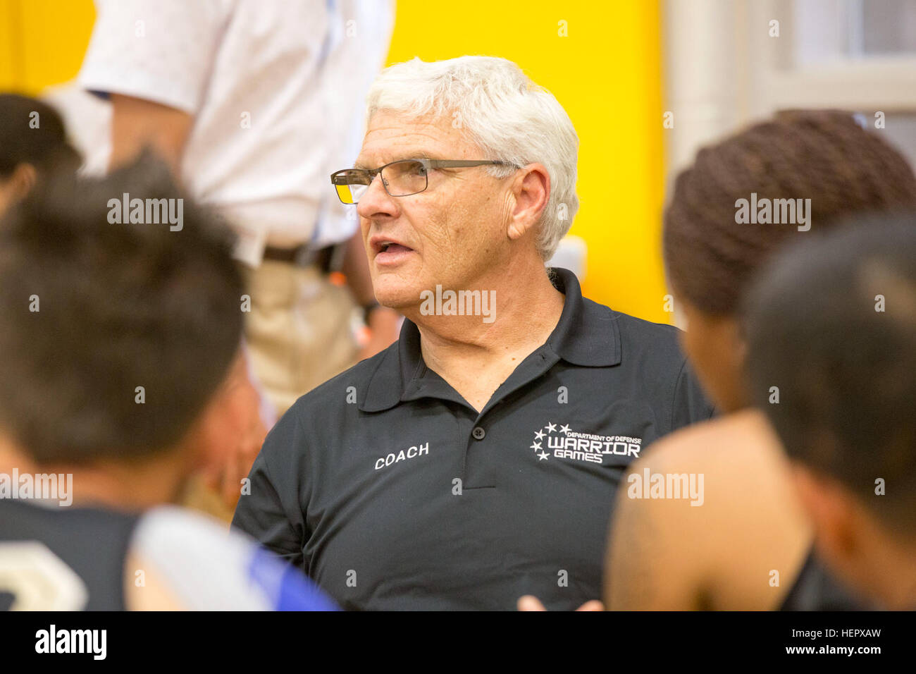 Rodney Williams, coach of Team Army wheelchair basketball, talks to ...