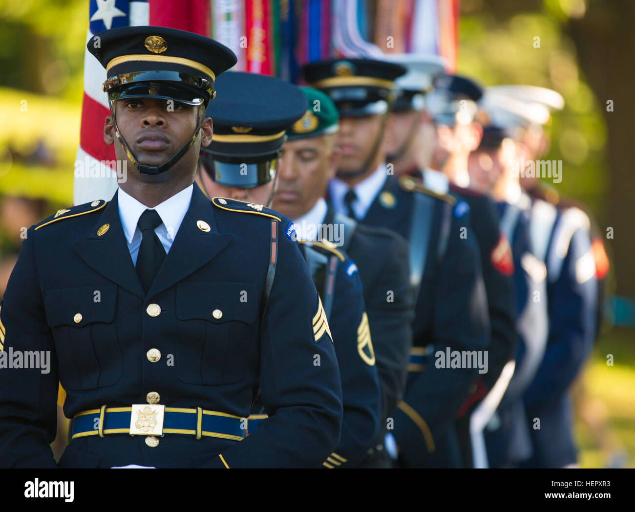 The U.S. Color Guard prepares to post the colors before the 2016 ...