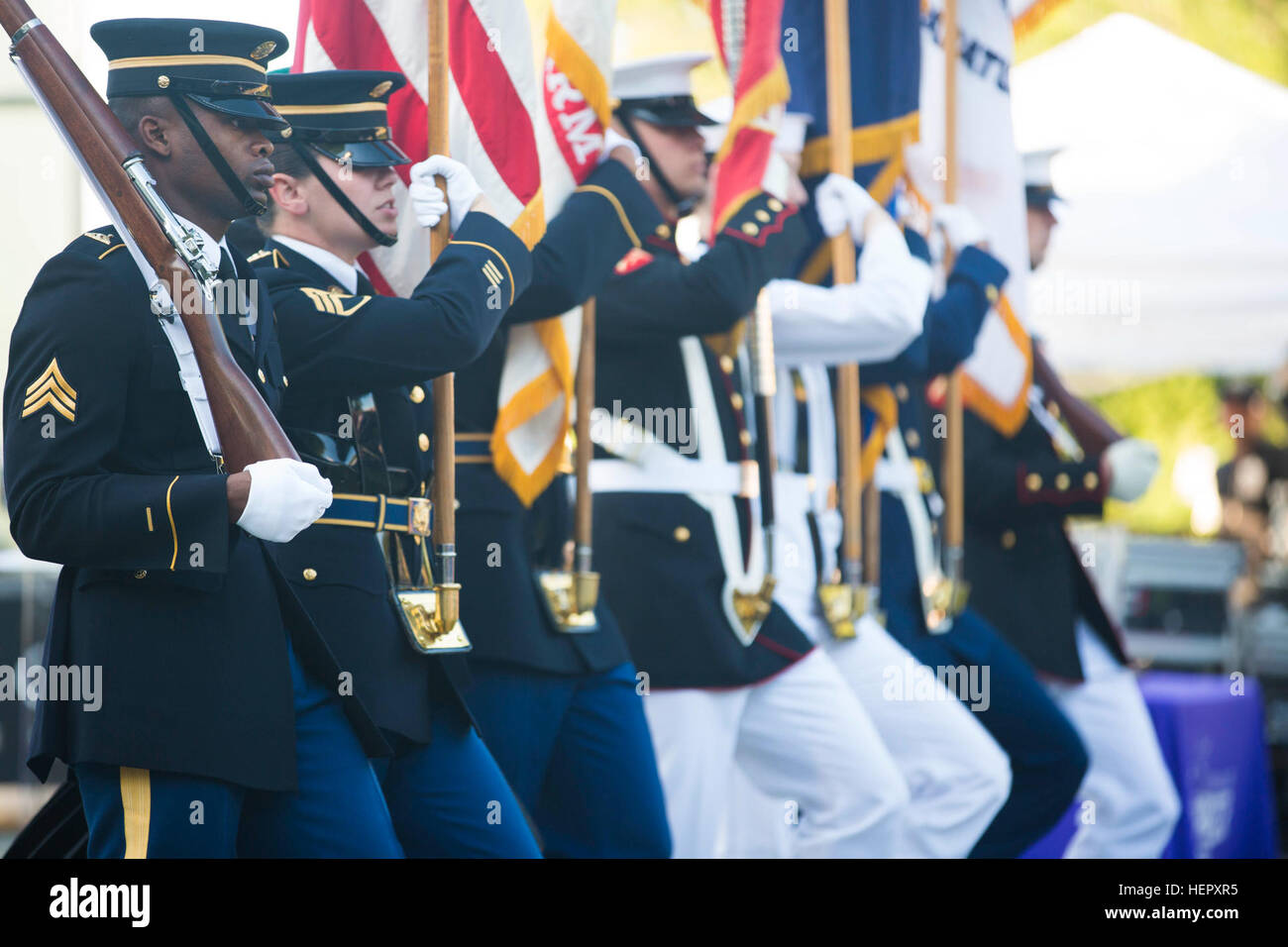 The U.S. Color Guard posts the colors during the 2016 Department of ...