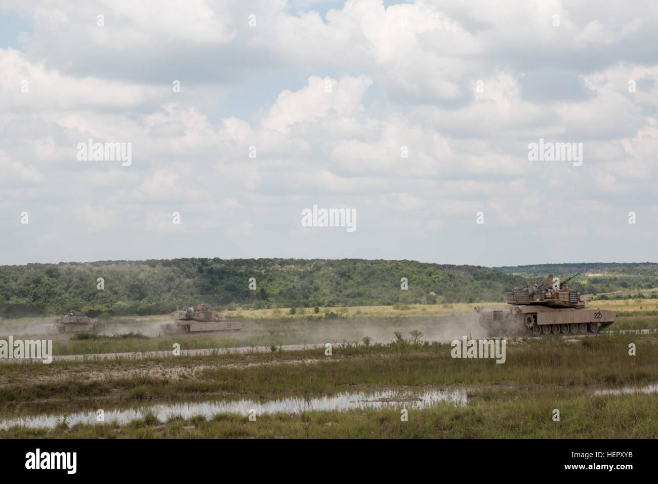 Three M1A2 Abrams tank crews from Company B, 3rd Battalion, 8th Cavalry ...