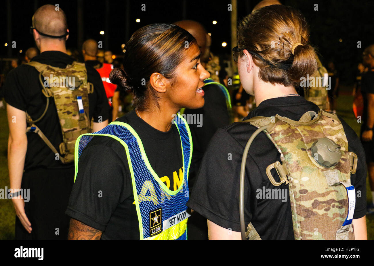 A U.S. Army Reserve drill sergeant candidate motivates a basic training ...